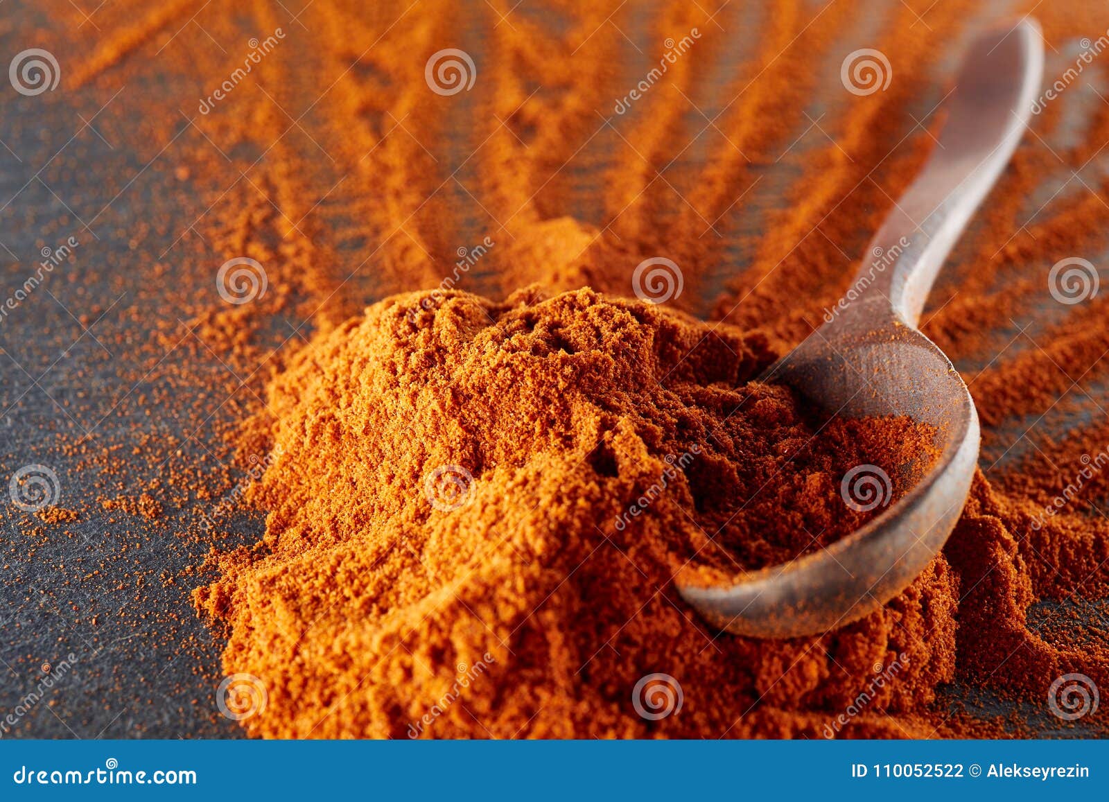 Texture Background. Red Chilli Pepper Powder Mixed with Wooden Spoon ...