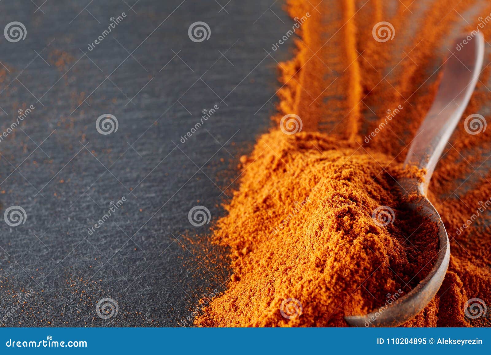 Texture Background. Red Chilli Pepper Powder Mixed with Wooden Spoon ...