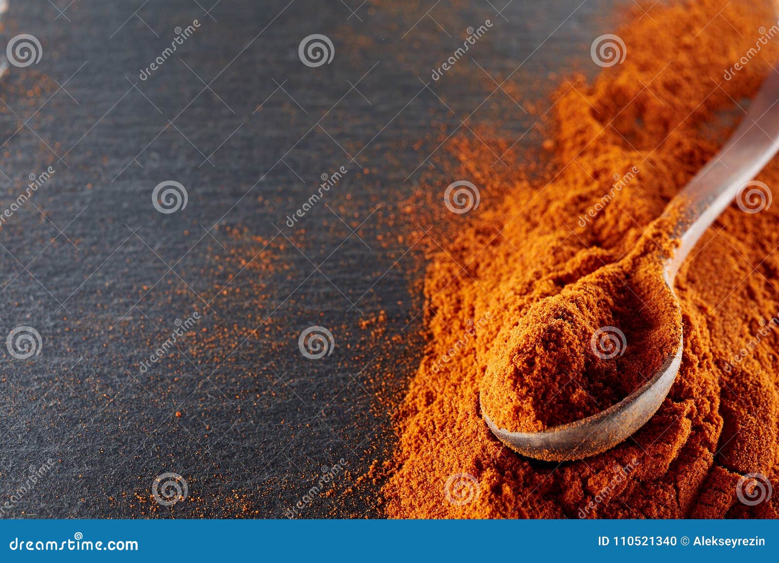 Texture Background. Red Chilli Pepper Powder Mixed with Wooden Spoon ...