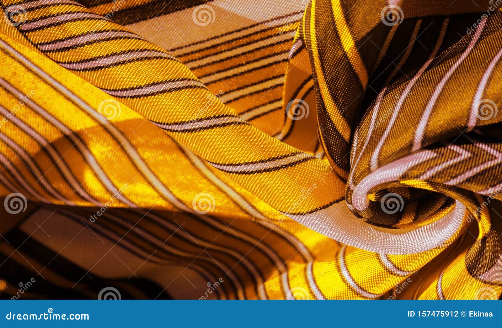 Texture, Background, Silk Fabric with a Yellow Striped Pattern. the ...