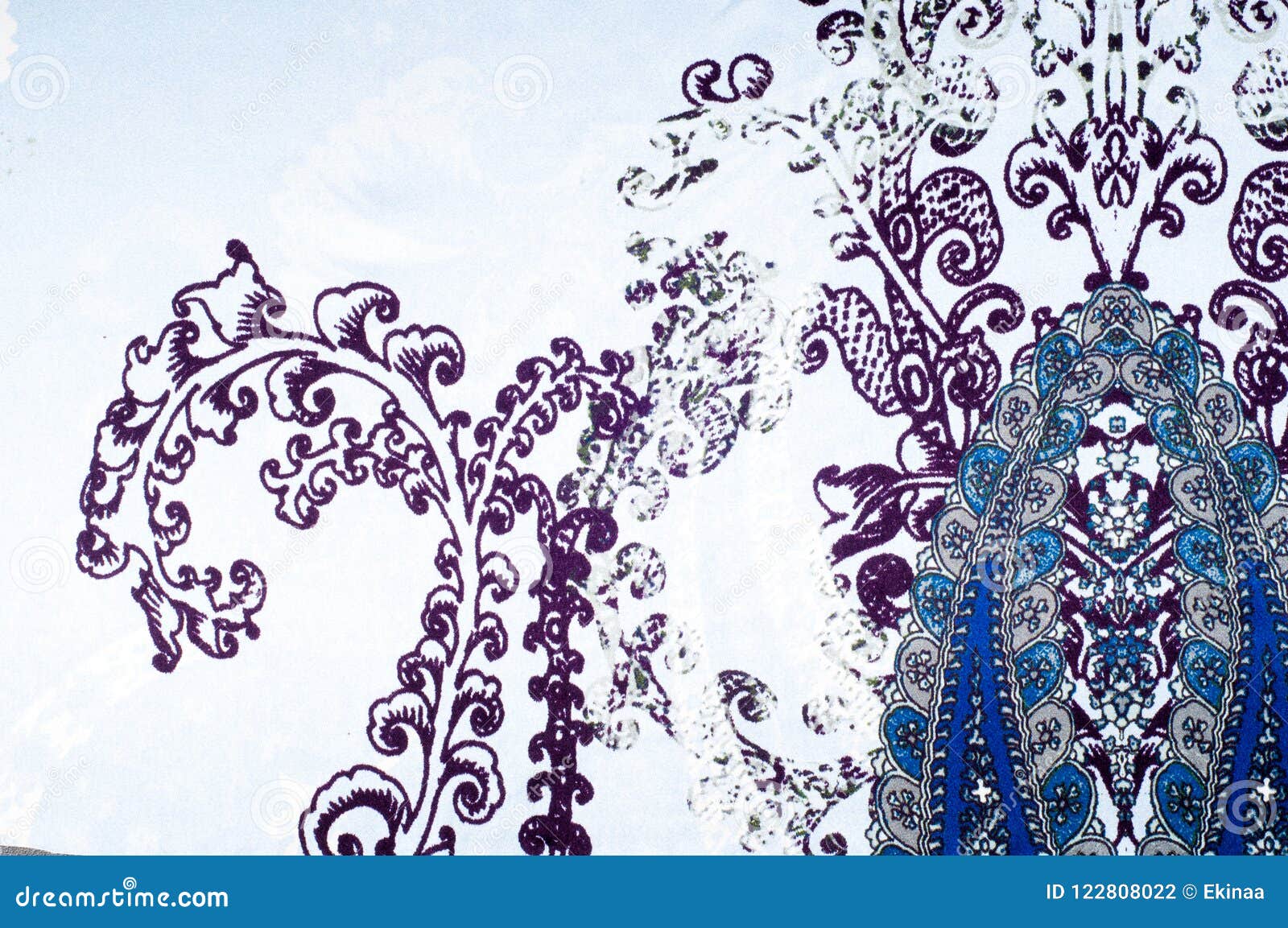 Texture, Background. Fwhite Fabric with Painted Flowers Stock Photo ...