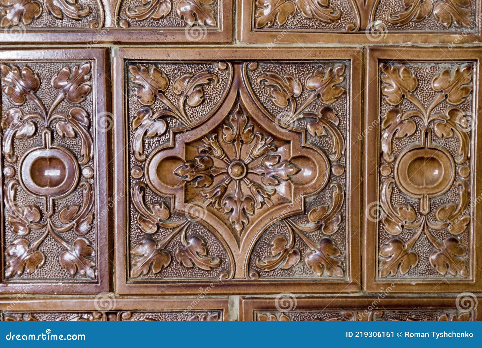 Texture, Backgrounds Brown Ceramic Tiles on a Stove for Heating. Close ...