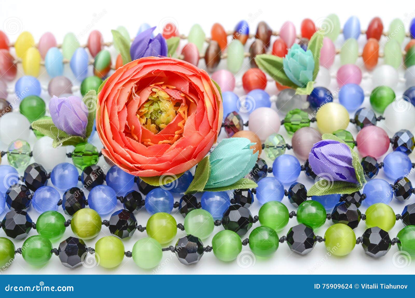 Texture beads and flowers stock photo. Image of female - 75909624