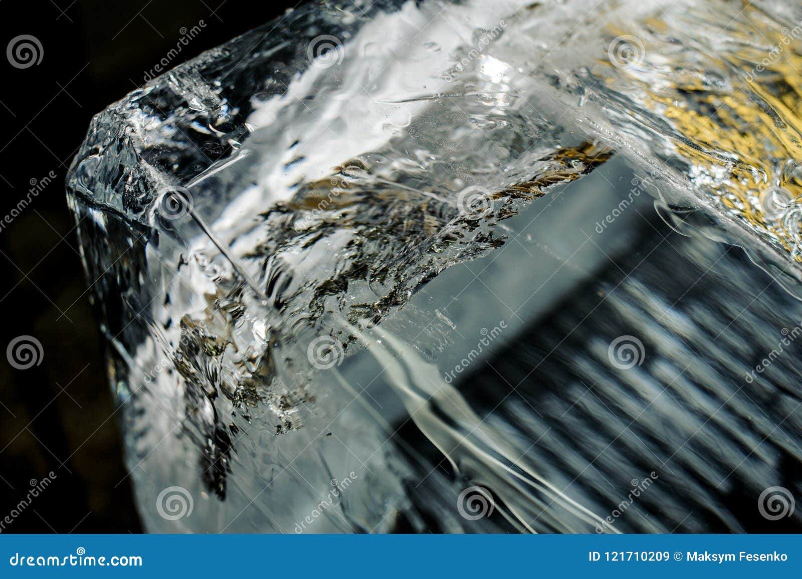 Texture of a Big Clear Ice Cube with a Crack in Corner Stock Image ...