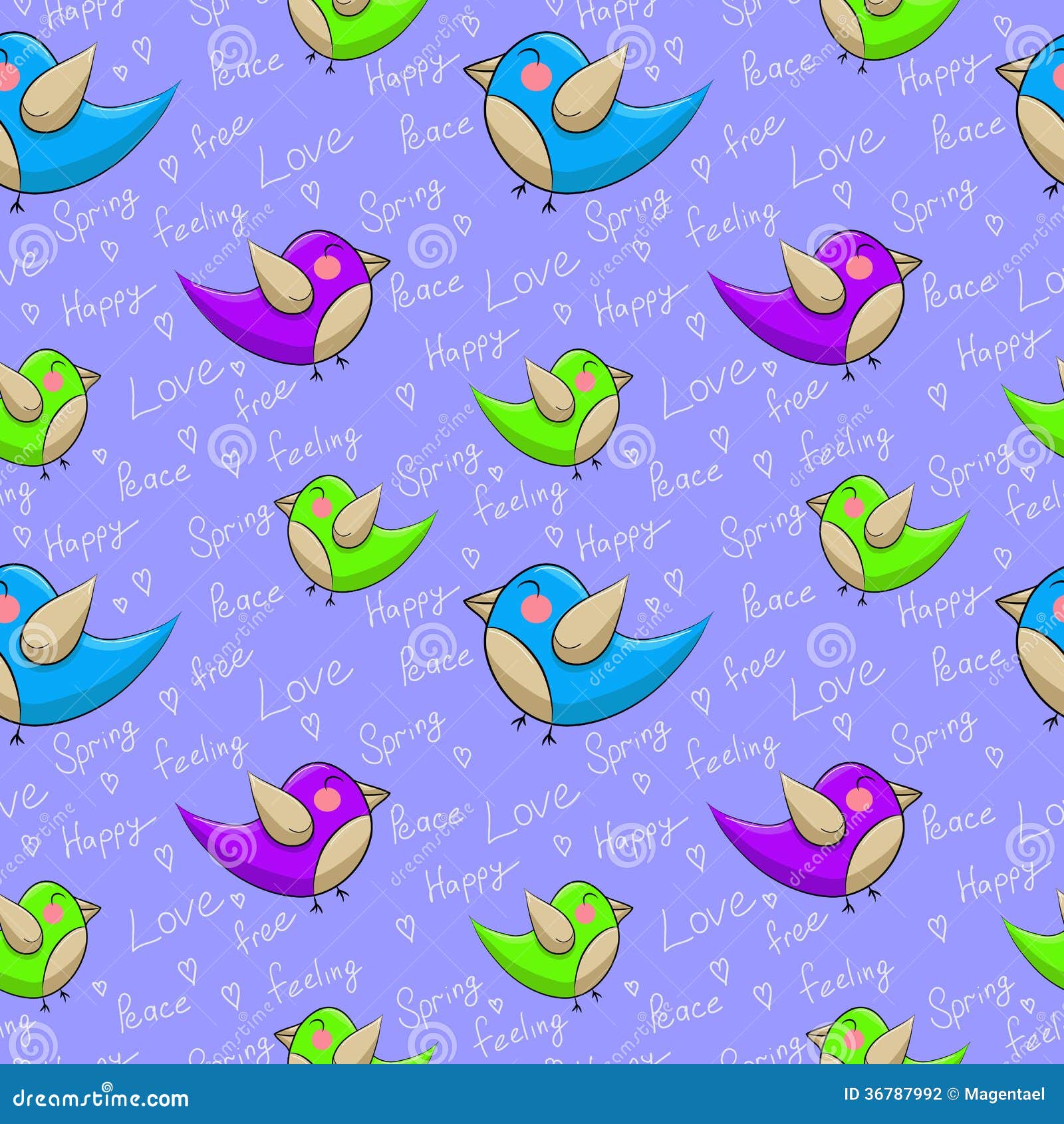 Texture with birds in love stock vector. Illustration of baby - 36787992