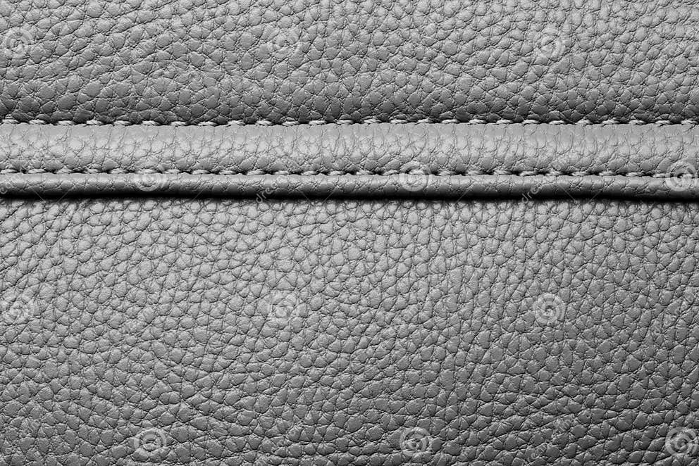 Texture of Black Leather with Black Stitching Stock Image - Image of ...