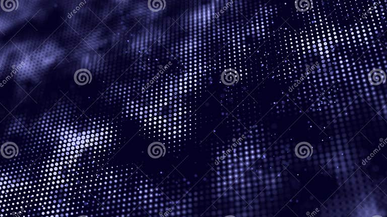 Texture of Blue Color Halftone Dots. Futuristic Abstract Background. Particle Pattern. 3D ...