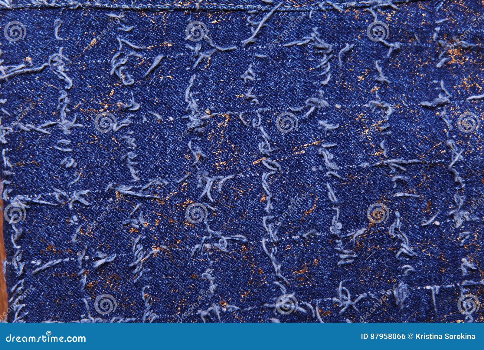 Texture of Blue Denim with Gold Threads Stock Photo - Image of aged ...