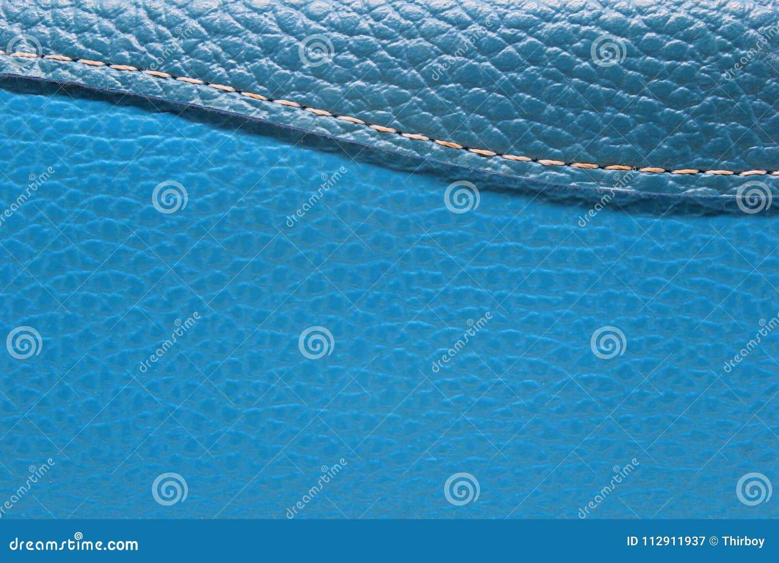 Texture of Blue Leatherette and Sew a Rounded Shape. Stock Image ...