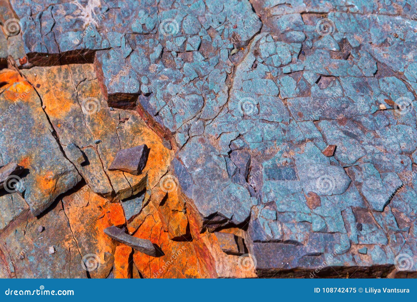 Orange and Blue Stones by the River. Background Stock Image - Image of ...