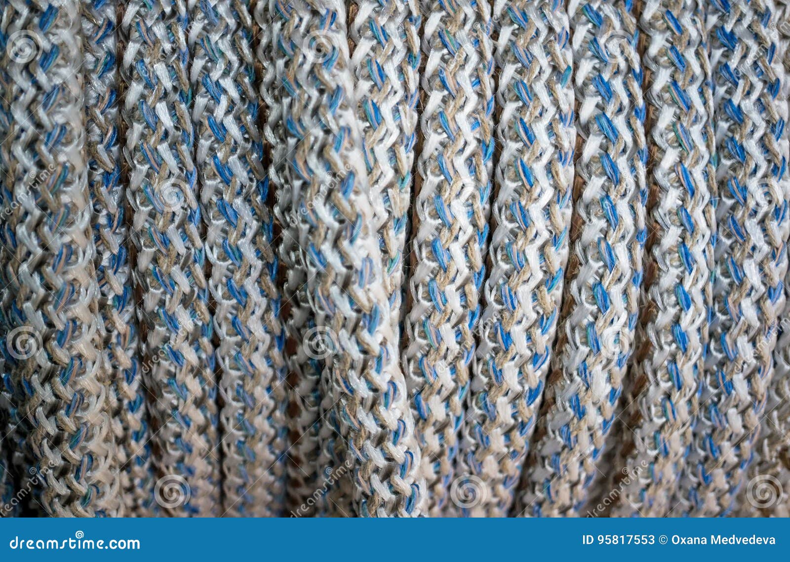 Texture Braided Rope White and Blue Colors. Background Stock Image ...