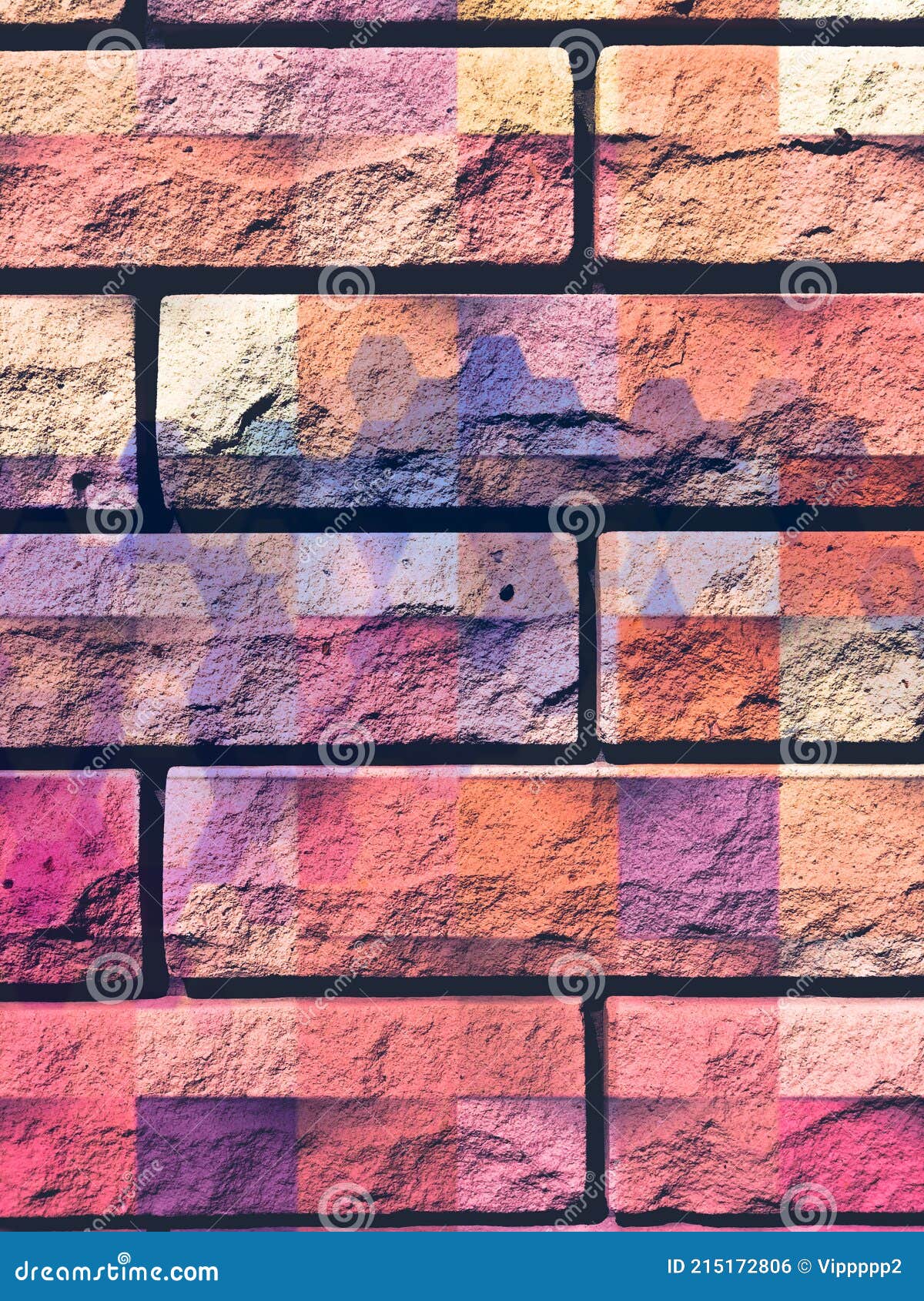 Colored Brick Wall Close Up for Background Stock Photo - Image of blue ...