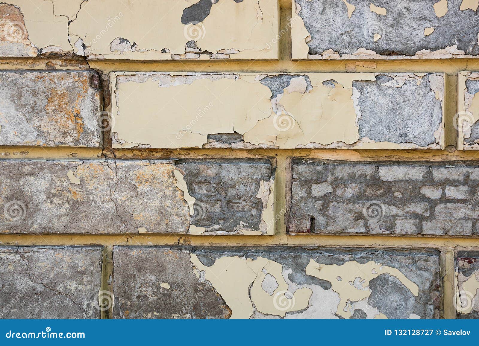 The Texture of a Brick Wall with Fallen Yellow Plaster Stock Image ...