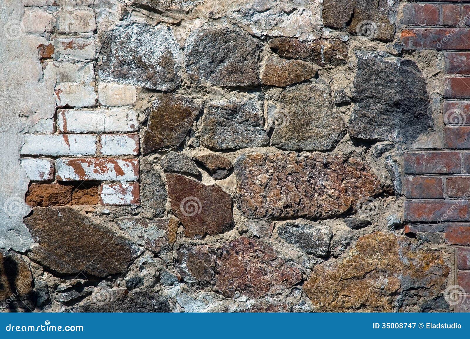 Texture of Brick Wall and Large Stone Stock Image - Image of buildings ...