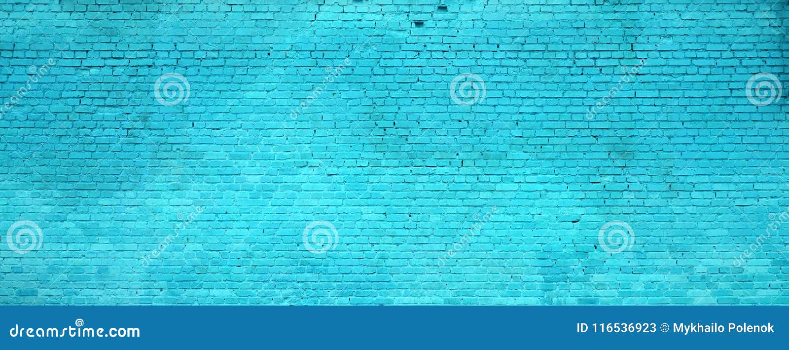 The Texture of the Brick Wall of Many Rows of Bricks Painted in Cyan ...