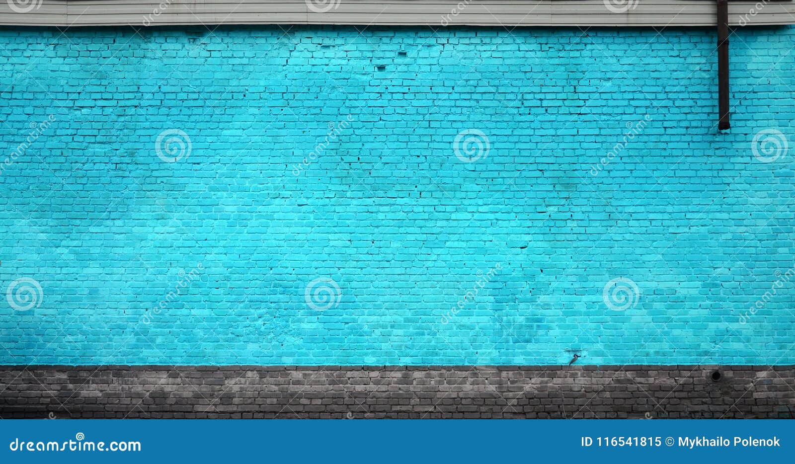 The Texture of the Brick Wall of Many Rows of Bricks Painted in Cyan ...