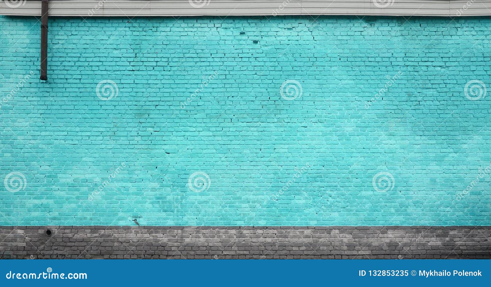 The Texture of the Brick Wall of Many Rows of Bricks Painted in Cyan ...