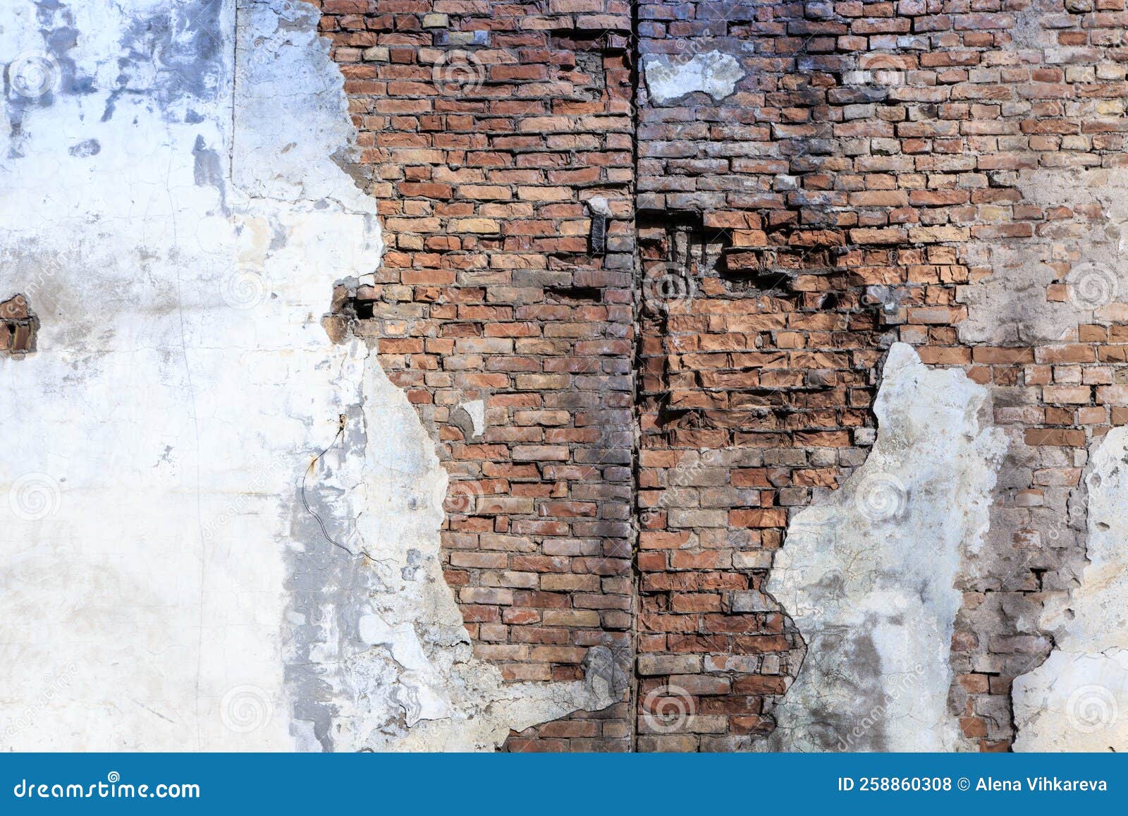 Texture of a Brick Wall with Old Plaster. Rustic Style. Old Background ...