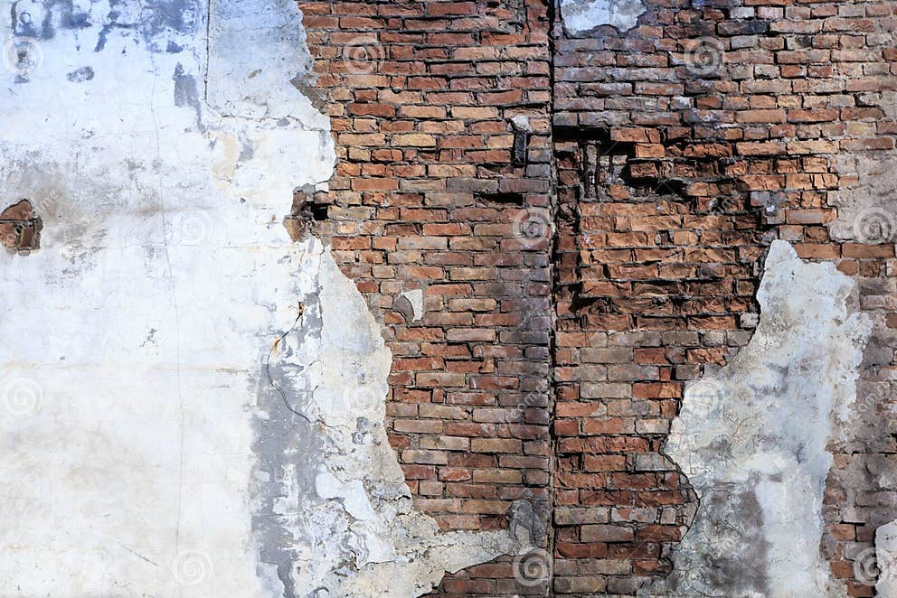 Texture of a Brick Wall with Old Plaster. Rustic Style. Old Background ...