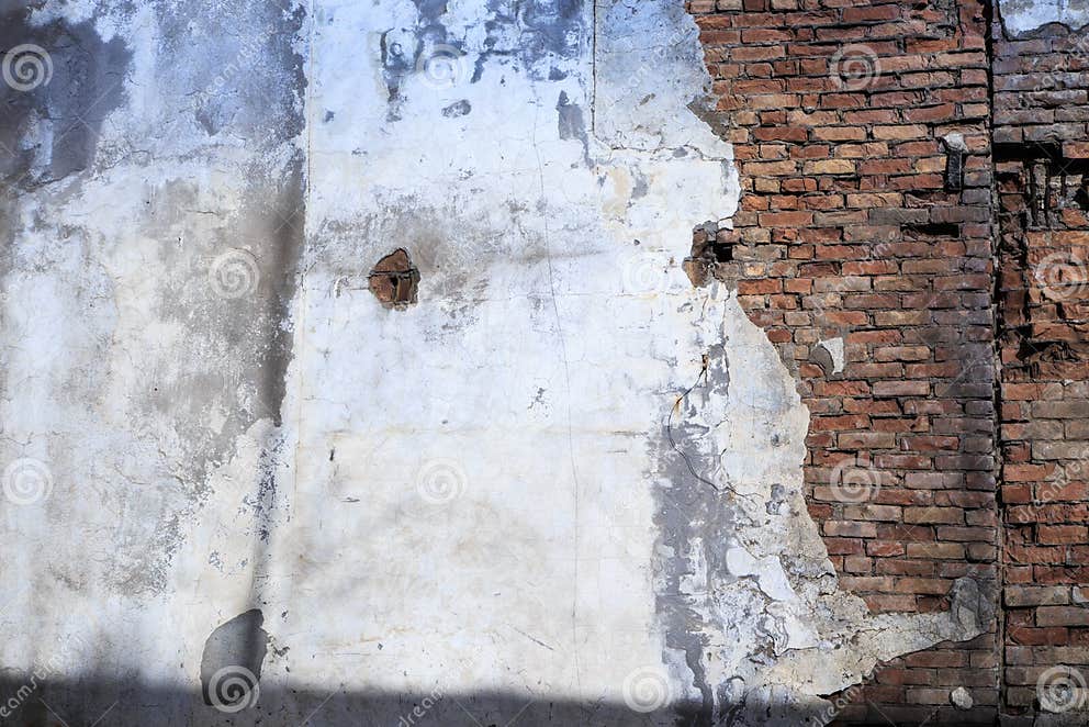 Texture of a Brick Wall with Old Plaster. Rustic Style. Old Background ...
