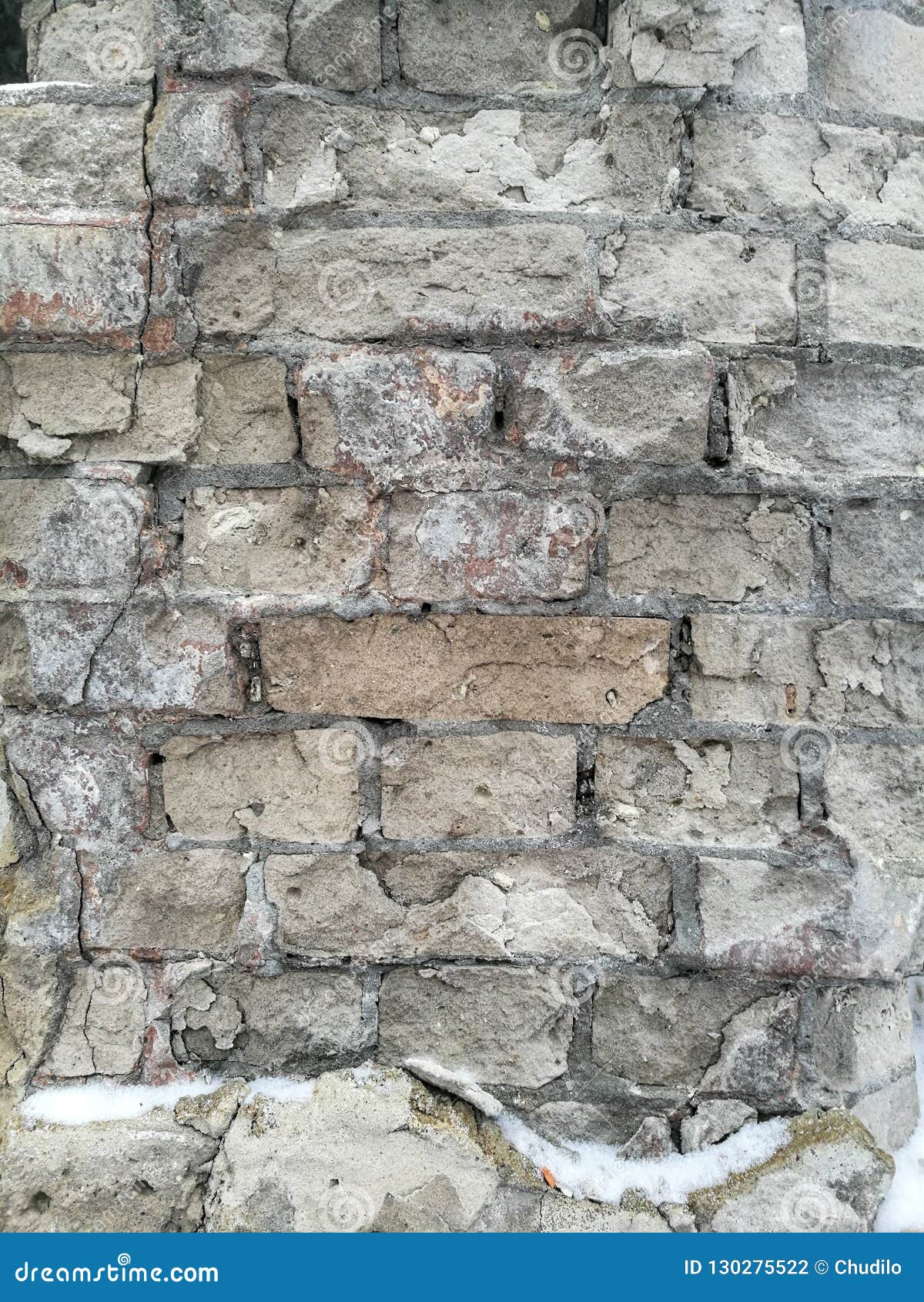 Old Wall Texture with Crumbled, Chipped, Cracked White Brick Stock ...
