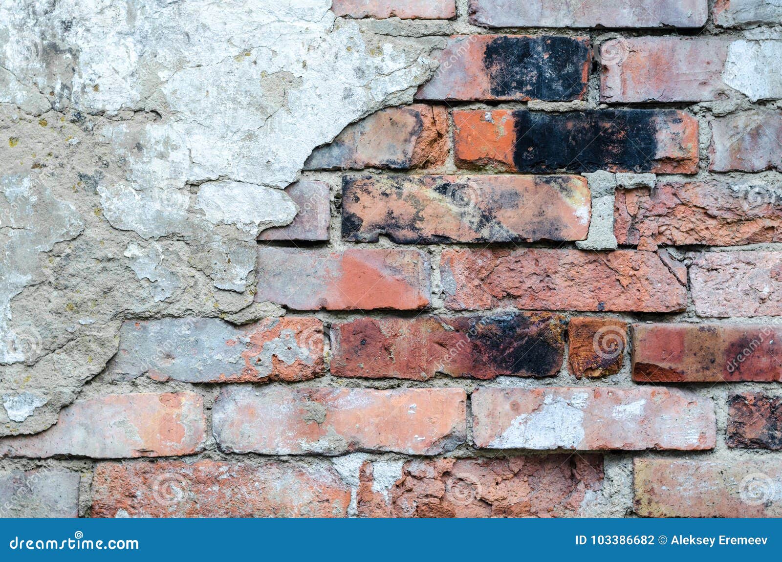 Texture Brick Wall with Peeling Plaster Stock Photo - Image of peeling ...