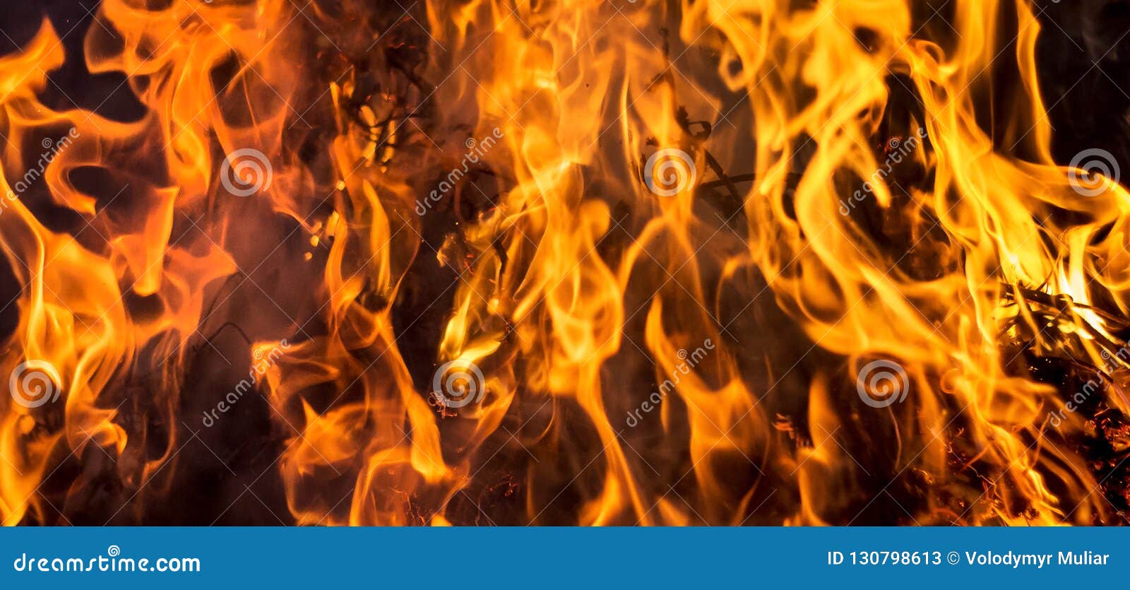 Texture of Bright Fire on a Dark Background, Panorama_ Stock Image ...