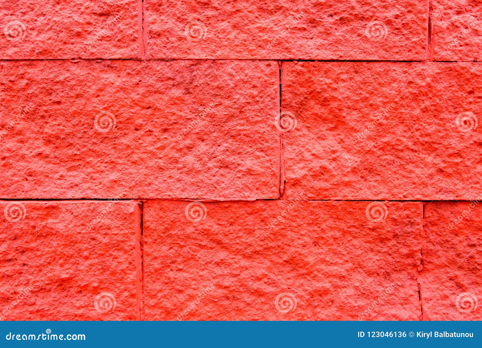 Texture of Bright Red Large Large Rectangular Convex Stone Bricks. the ...