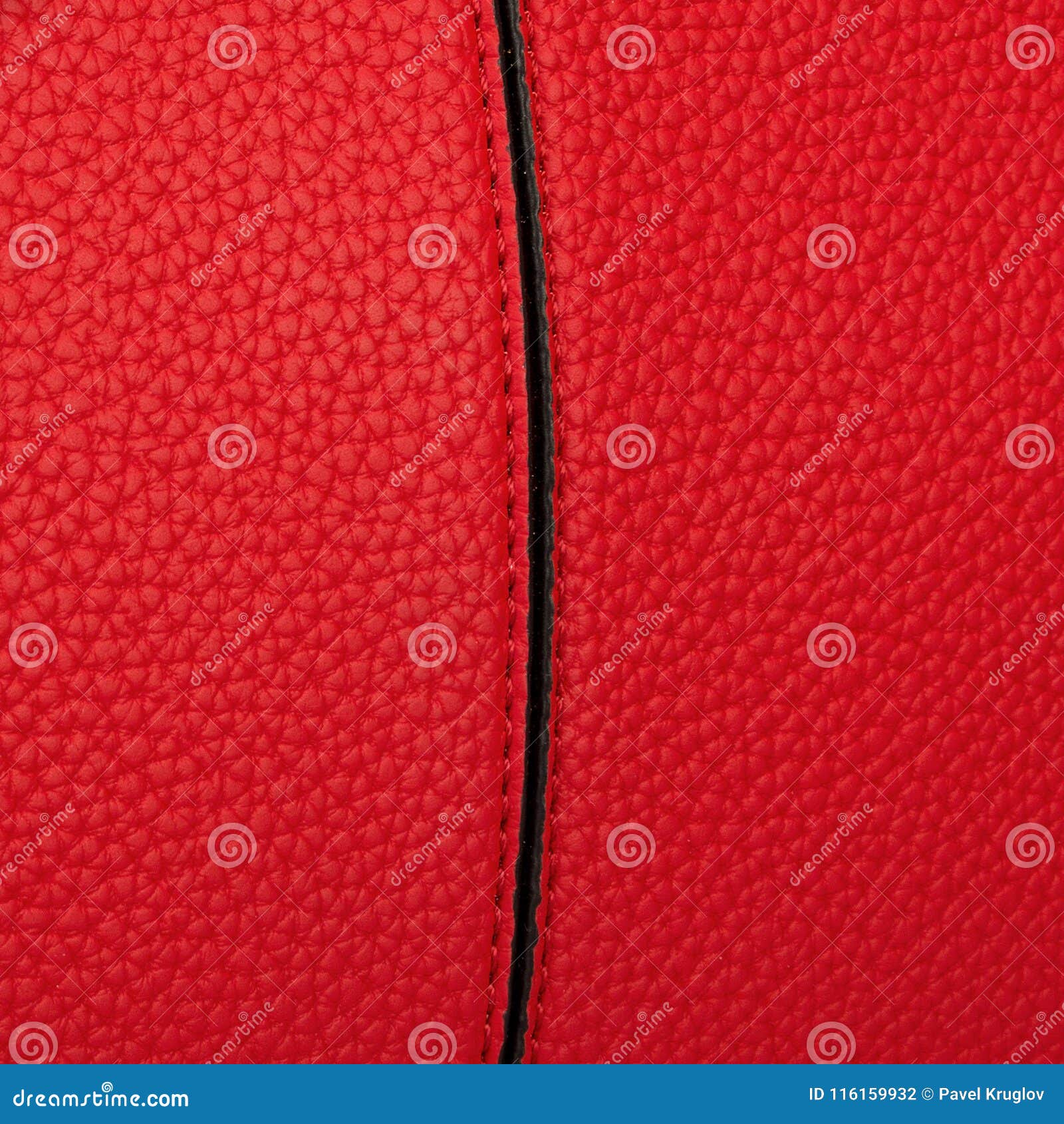 Texture Bright Red Skin with One Black Neat Stitch Stock Photo - Image ...