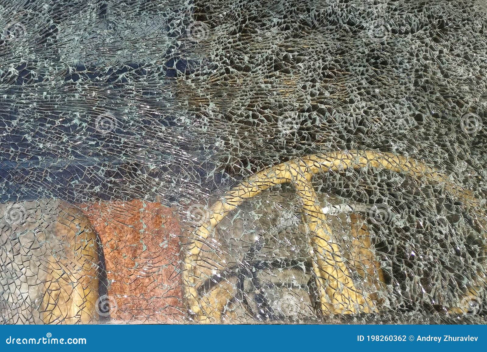 Texture of the Broken Windshield in the Car. Broken Machine Close-up ...