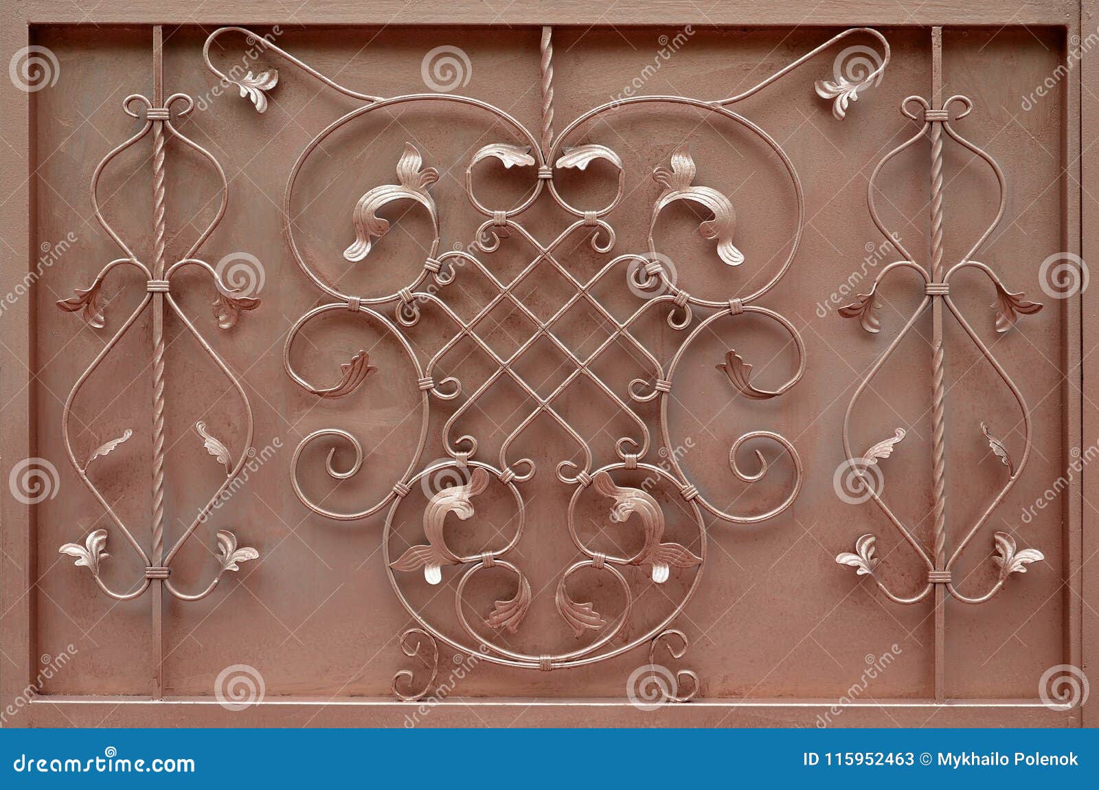 The Texture of the Bronze Metal Gate with a Beautiful Floral Pattern of ...