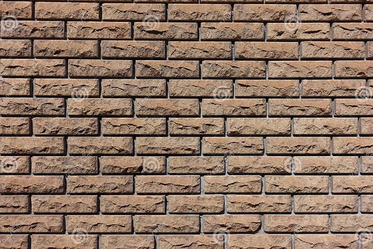 Texture of Brown Split Face Brick Veneer Wall with Stretcher Bond Stock ...