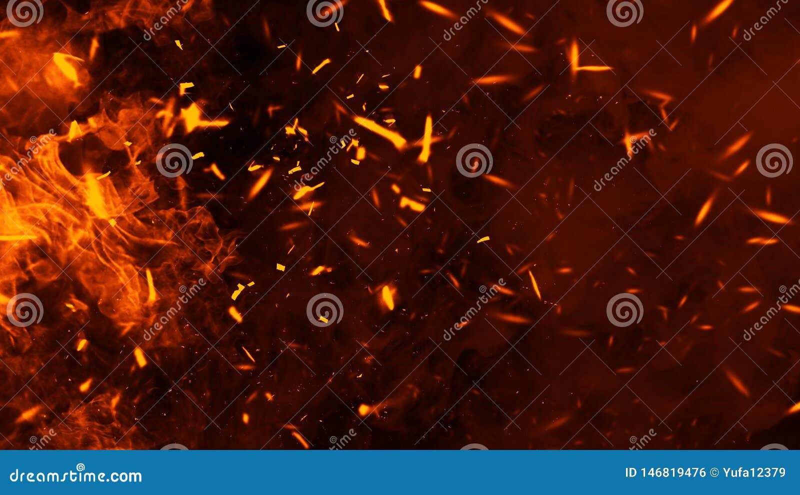 Texture Of Burn Fire With Particles Embers. Flames On Isolated Black ...
