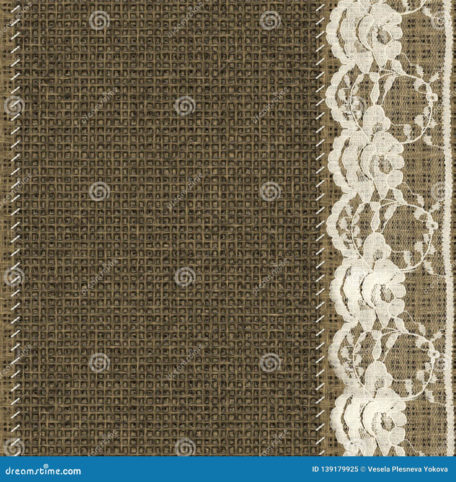 Texture with Canvas, Thread and Lace for Scrapbook Stock Vector ...