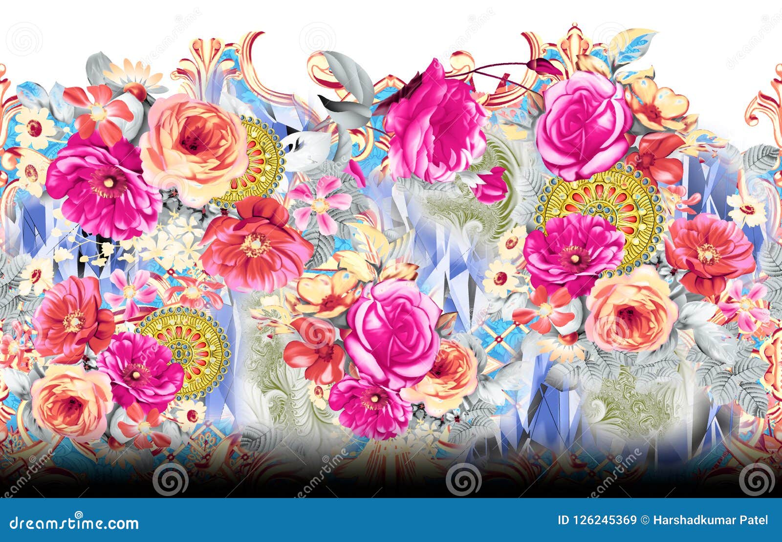 Flower With Horizontal Border Royalty-Free Stock Photography ...