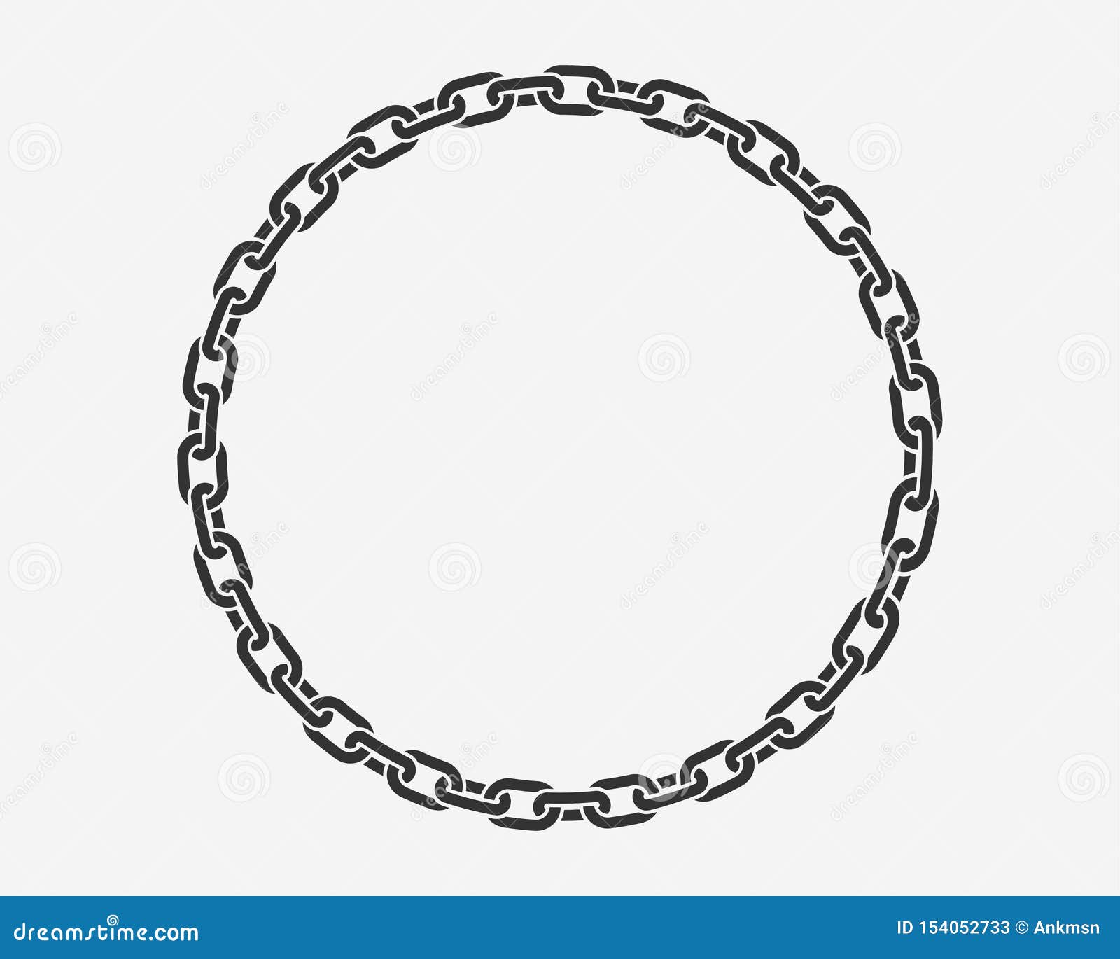 Texture Chain Round Frame. Circle Border Chains Silhouette Black and ...