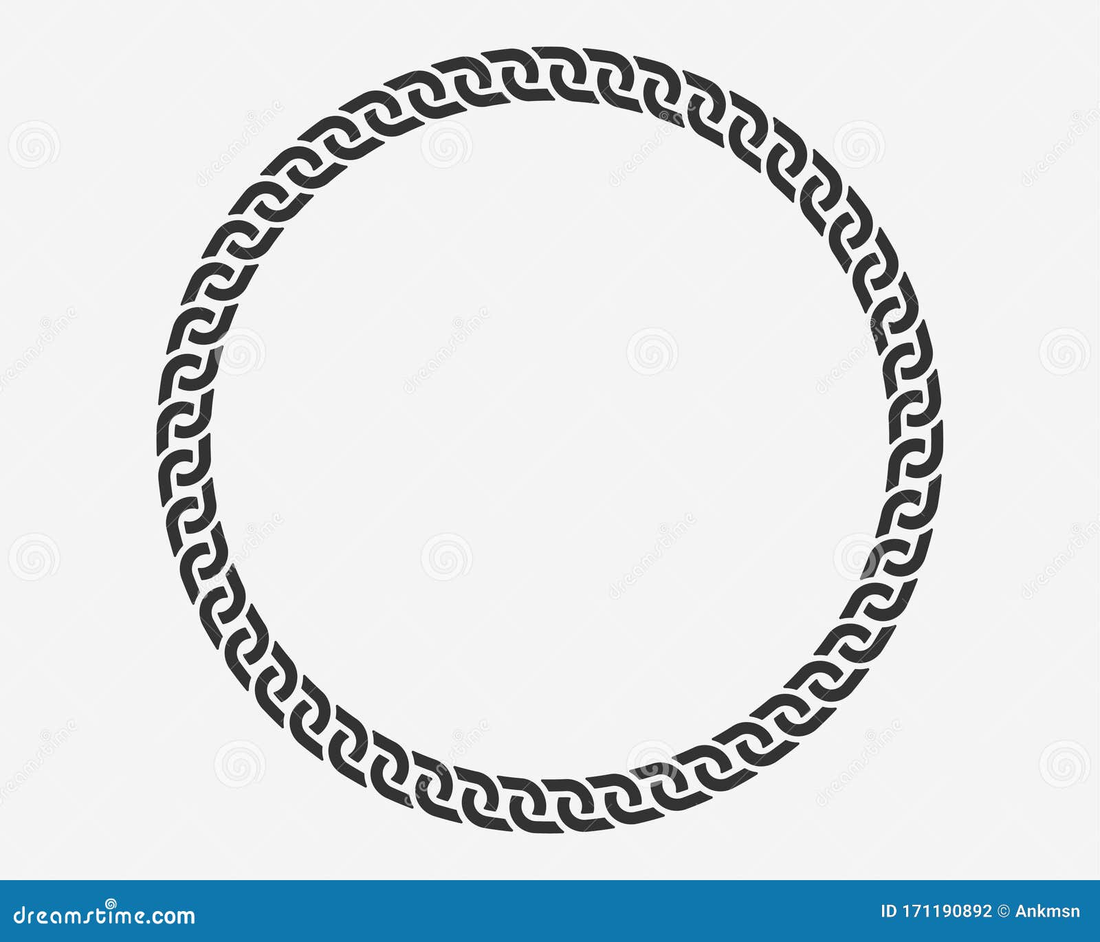 Texture Chain Round Frame. Circle Border Chains Silhouette Black and ...