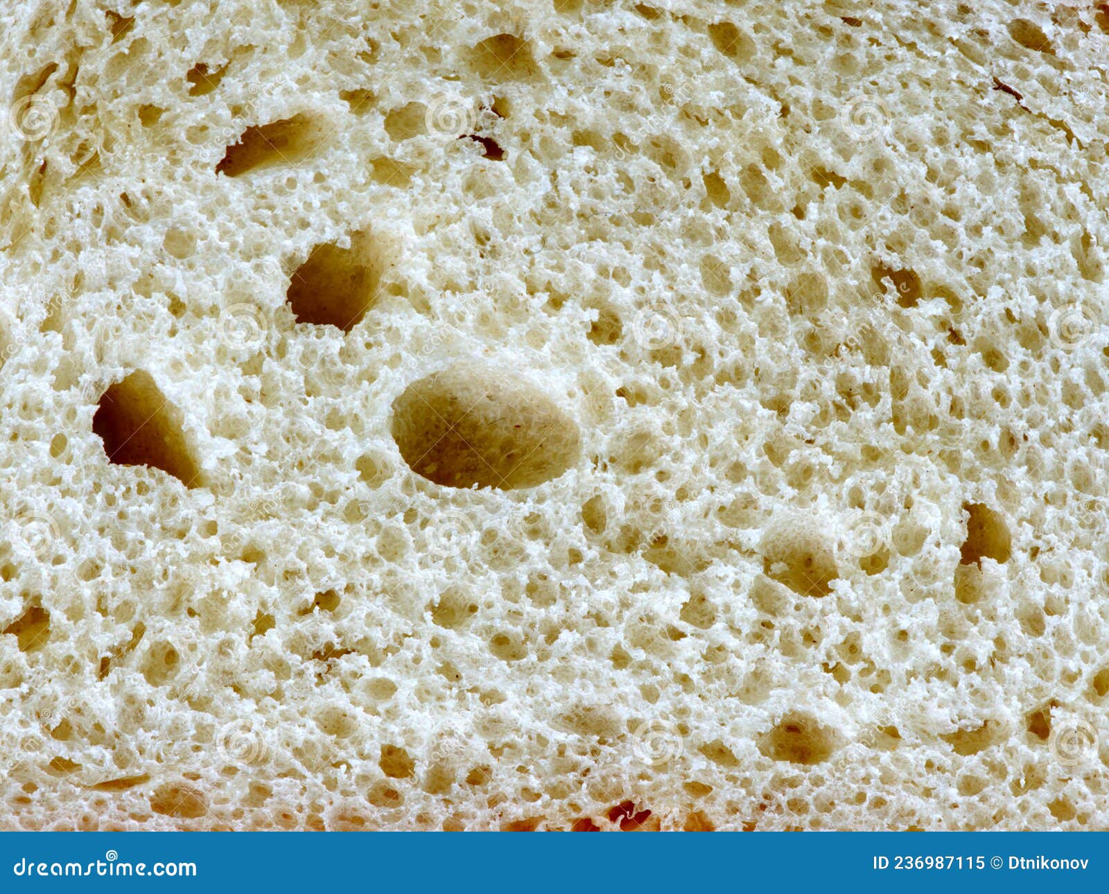 The Texture of Closeup White Bread. a Pattern of Holes is Visible Stock ...
