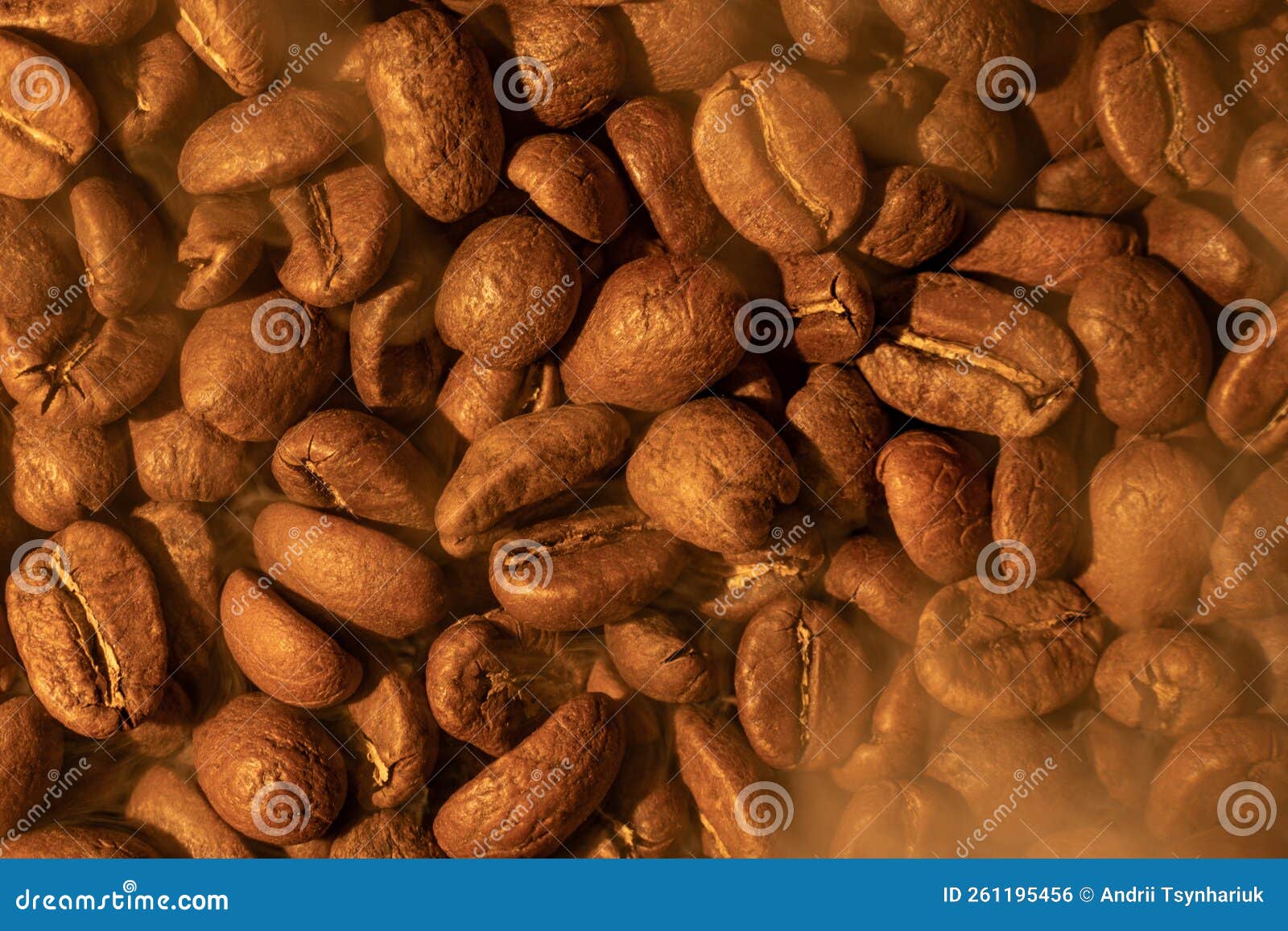 Texture of Coffee Beans, Light Soft Light and Steam from Coffee. Stock ...