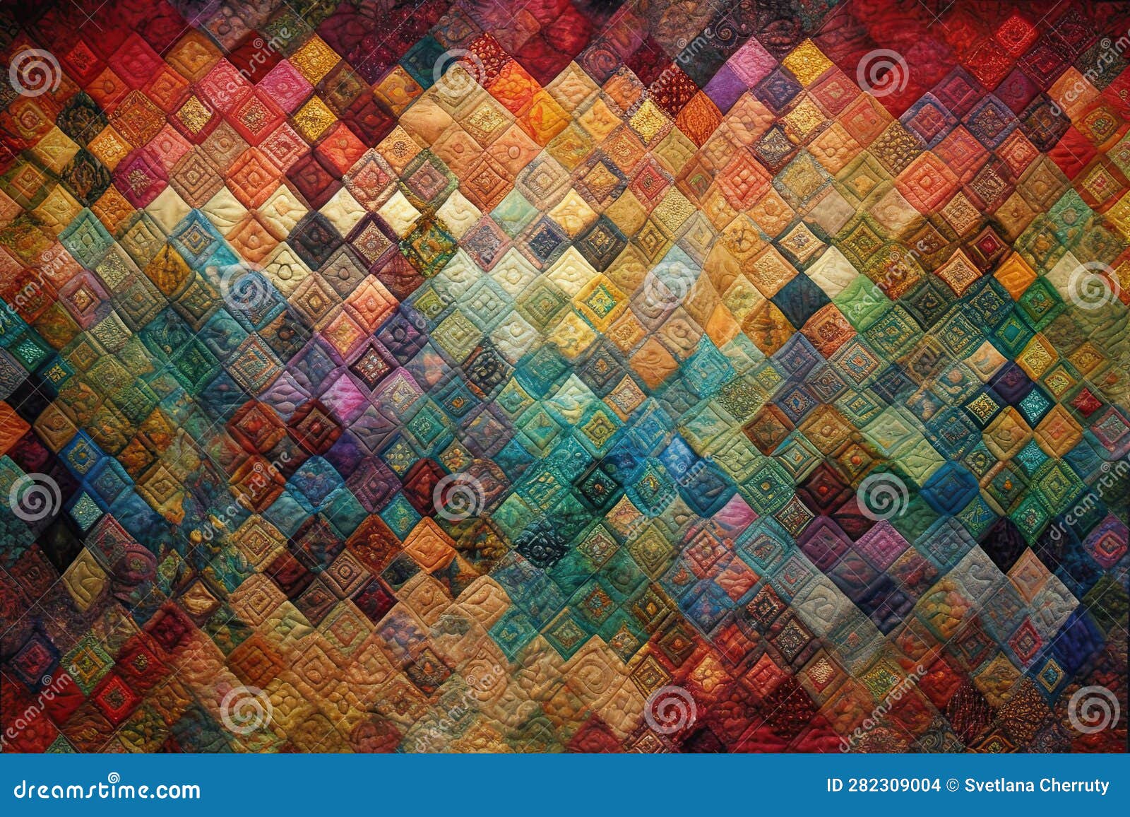 Texture of Colorful Patchwork or Tapestry, Handmade. Generative AI. Stock Illustration ...
