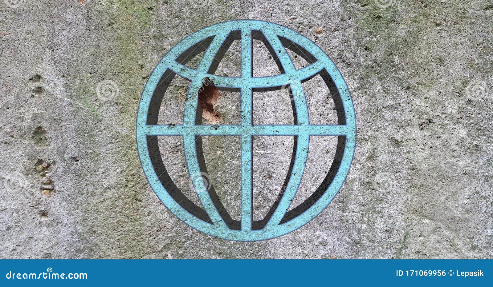 The Texture of the Concrete Wall, the Image of the Symbol of the Globe ...