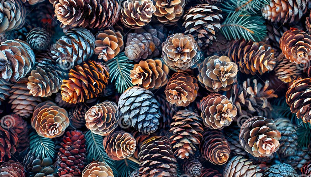 The Texture of Cones, Pine Cones in Forest, Many Multi-colored Large ...