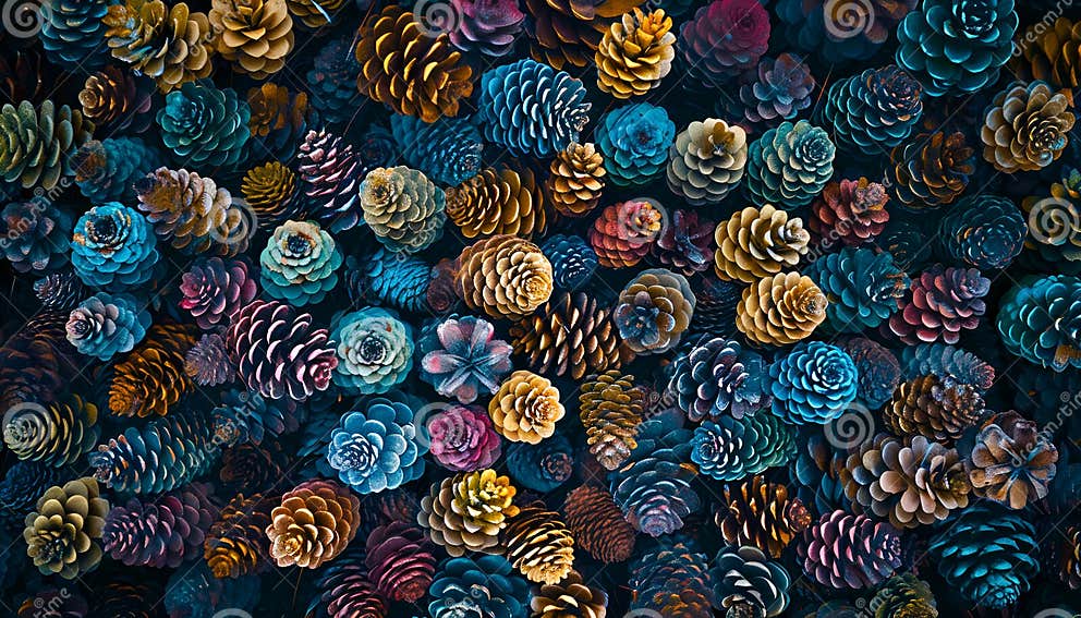 The Texture of Cones, Pine Cones in Forest, Many Multi-colored Large ...