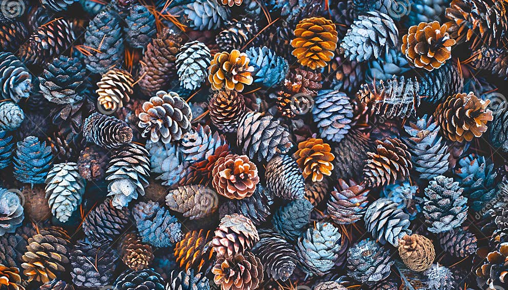 The Texture of Cones, Pine Cones in Forest, Many Multi-colored Large ...