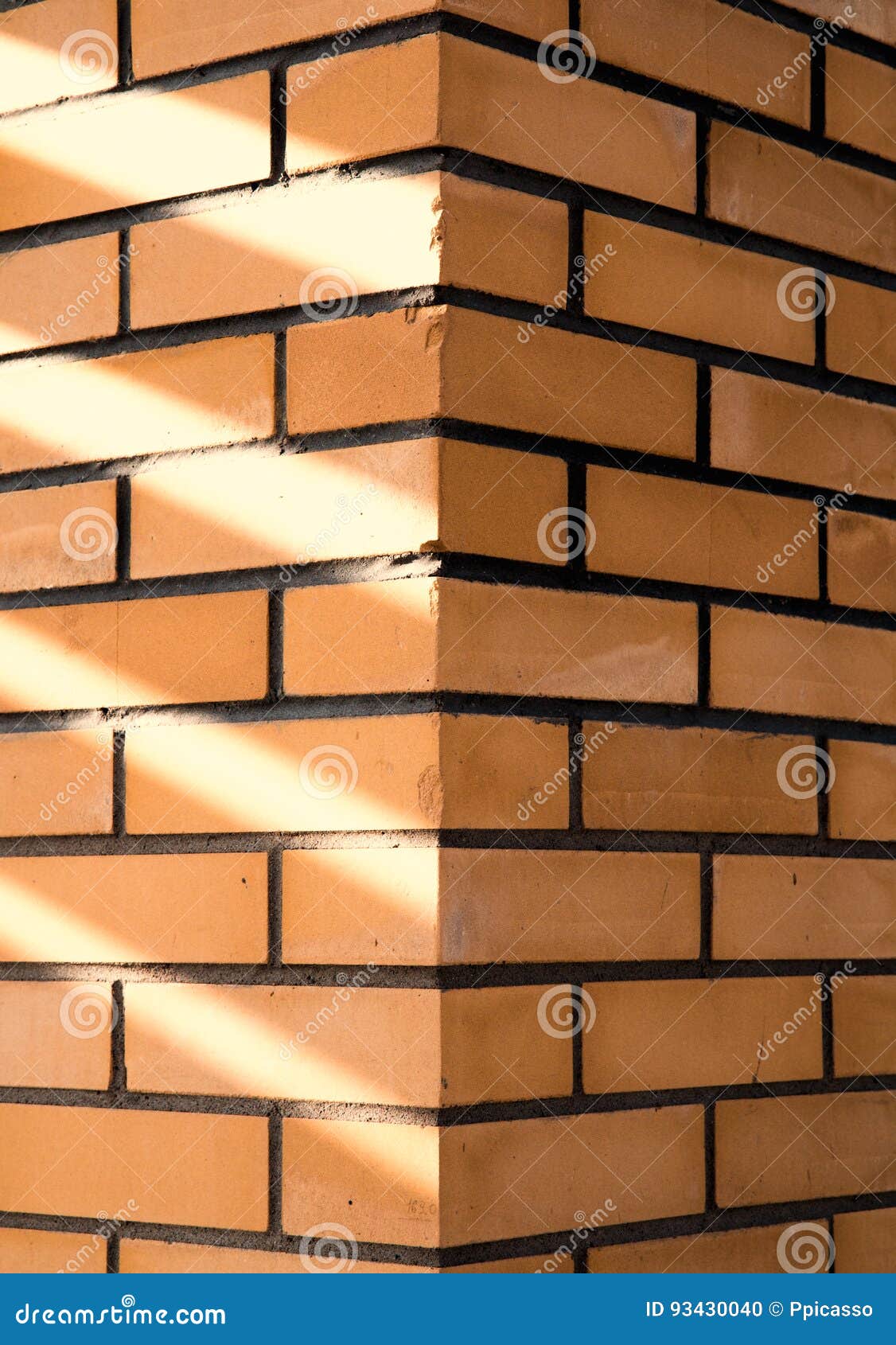 Texture Of A Corner Of A Brick Wall With Rays Of Sunlight Stock ...