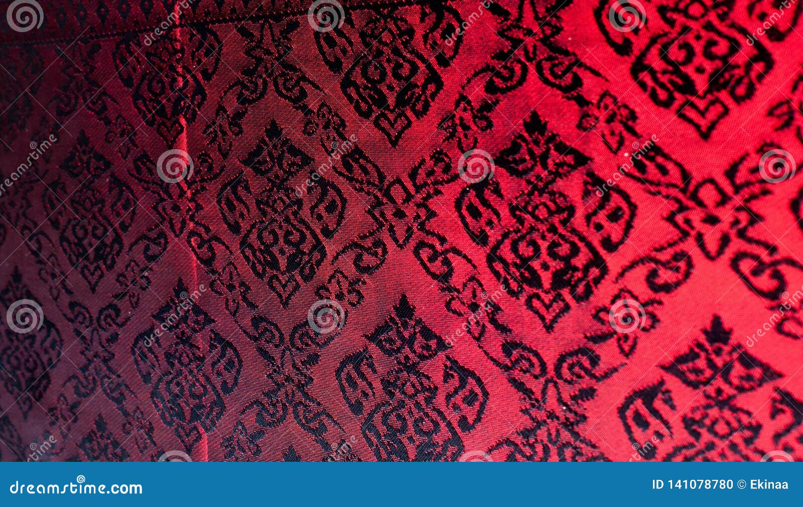 The Texture of Cotton Fabric, with Red Painted Elephants, Made I Stock ...