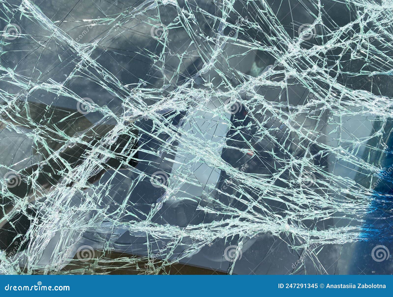 Texture of a Cracked Car Windshield. Broken Glass Dark Background Stock ...