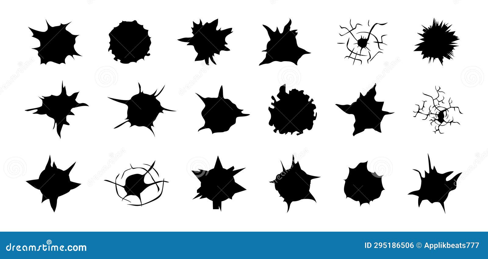 Texture Cracks Collection. Set of Destruction Hole Stock Vector ...