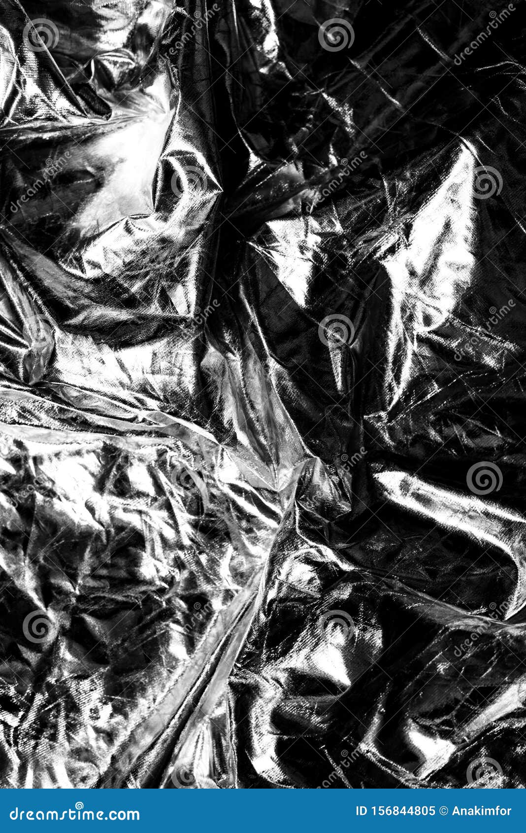 The Texture of the Crinkled Fabric in Silver Color. Stock Image - Image ...