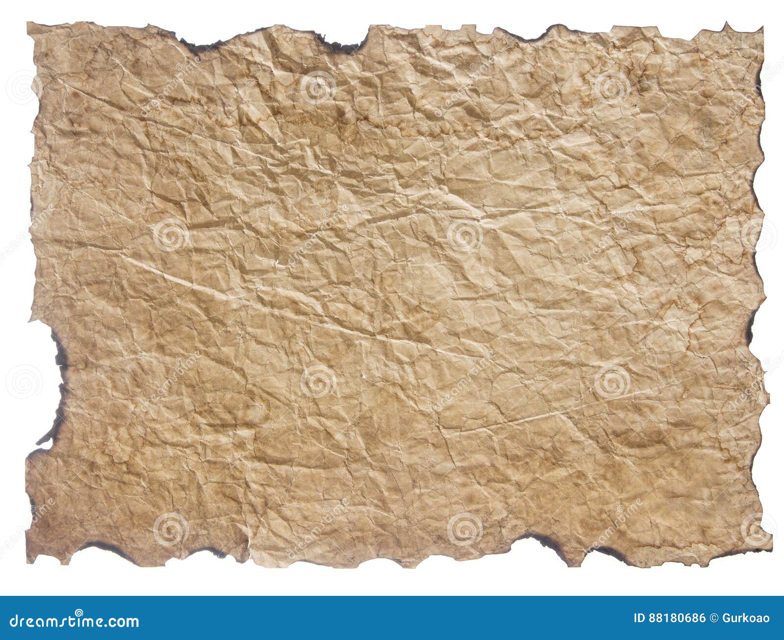 Texture of Crumpled Old Paper Isolated Stock Photo - Image of pirate ...